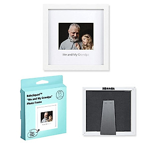BabySquad Me and My Grandpa Photo Frame, 7 x 7 (INCHES), Sawtooth Hanger + Kickstand, Grandpa Gifts, Handcrafted White Wooden Photo Frame, Keepsake Gift