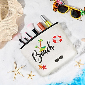 Yilloog 6 Pieces Beach Cosmetic Bag for Women Beach Makeup Bag Accessories Travel Organizer Bag Pouch Presents for Women Kids Gifts