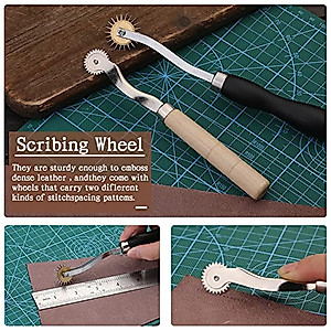 243Pcs Leather Working Tools and Supplies with Instruction, Leather Stamping Tools, Snaps and Fasteners Kit, Waxed Thread Cord, Cutting Mat, Leather Tooling Starter Kit for DIY Leather Craft