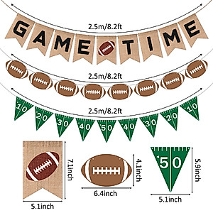 3sscha 3pcs Football Burlap Banners - Football Felt Banner Game Time Yard Line Hanging Decoration Sports Rustic Bunting Flag Photo Prop Backdrop for Baby Shower Game Day Birthday Party Favor Supplies