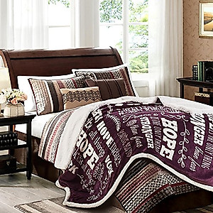 Chanasya Hope and Faith Gift Throw Blanket - Cozy, Warm and Fluffy Sherpa - Sends Positive Energy, Inspirational Uplifting, and Comfort for Best Friend, Women, Men and Partner (65x50 inches) Aubergine