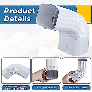 Blulu 2 x 3 Inch 75 Degree Downspout Gutter Elbow Style A White Aluminum Downspout Elbow Roofing Gutters and Downspouts Parts for Rain Gutter Down Spout Drain(2 Pcs)