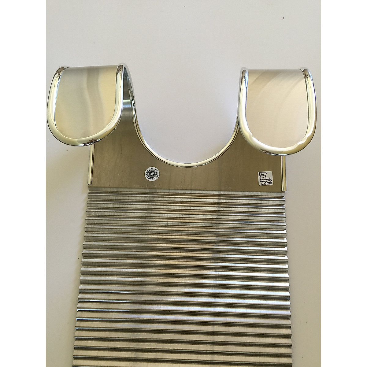 Zydeco Washboard "Standard 24"EDGE TRIM" Key of Z Rubboards Frottoir Scrubboard Percussion Instrument Free Scratchers Handmade Louisiana Made By Tee Don Authentic Original Silver