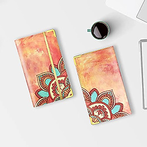 Server Book, Cutaswish Server Books for Waitress Cute,Waiter Receipt Book, PU Leather Waitress Book with Zipper Pocket, Waitress Accessories(Orange Mandala)