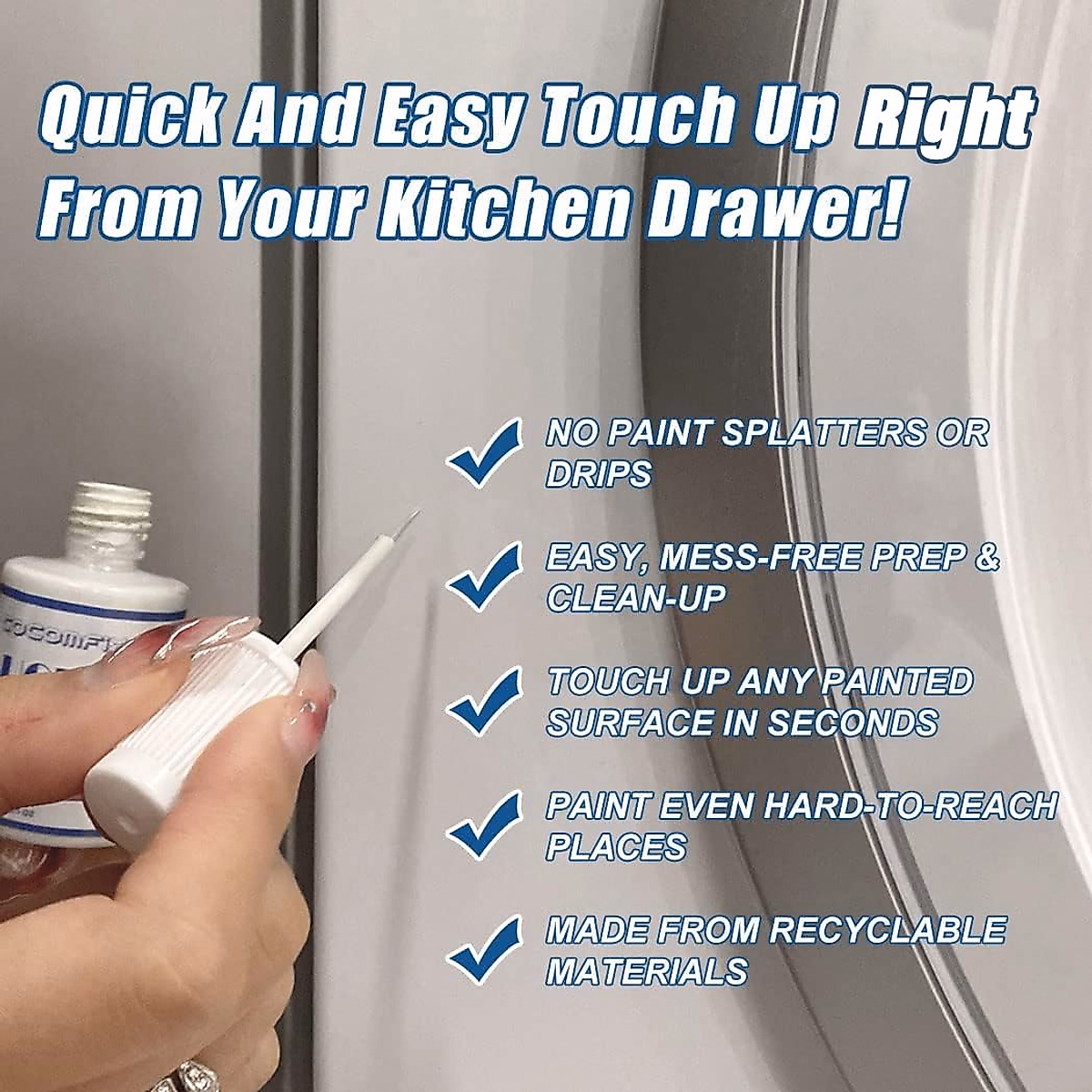 Cocomfix Porcelain Repair Kit, High-Gloss White Porcelain Sink Touch Up Paint for Kitchen + Bathrooms: Enamel, Porcelain, Sinks, Tubs