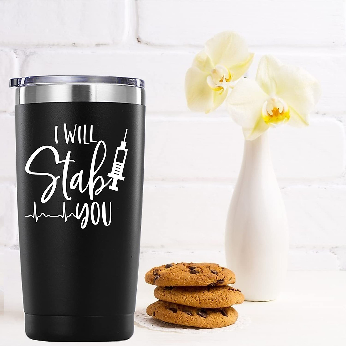 Nurse Gifts.I Will Stab You Tumbler Gifts.20 oz (Black)Nursing Graduation Mug Gift for Nurses Birthday Christmas Appreciation Gifts.Funny Nurse Week Nurse Day Gag Gift for Nurse RN Nursing Student.