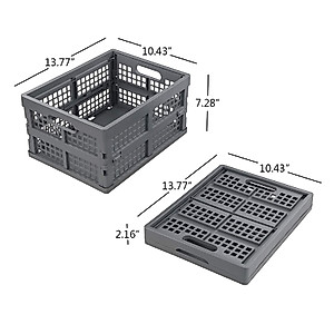 Nesmilers 3 Packs Plastic Collapsible Crates, Folding Bin, 15 L Foldable Crates