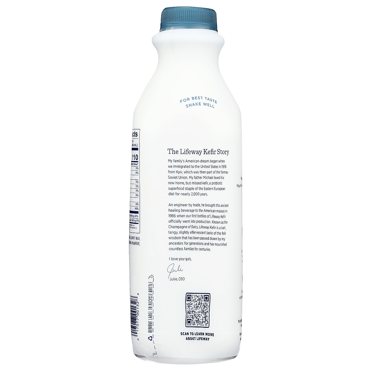 Lifeway Organic Low Fat Kefir, Plain, 32 Ounce, 11g Protein, 12 Live Active Cultures