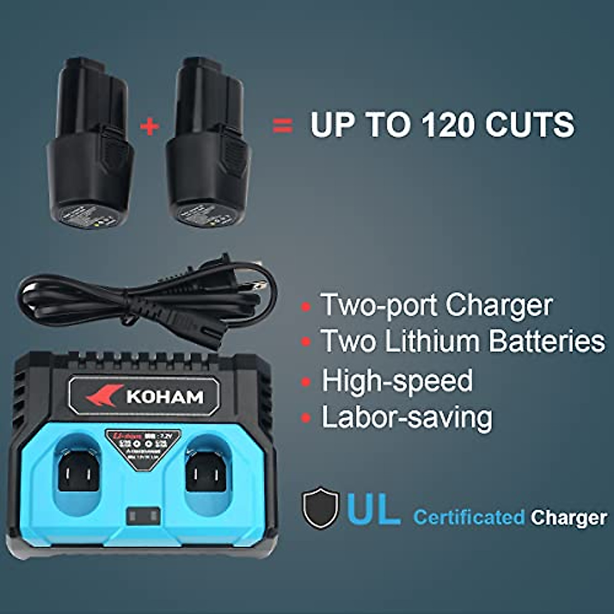 KOHAM 10.8V 4-Inch Cordless Electric Brushless Chainsaw with 2Pcs Rechargeable Batteries, Handheld Portable Electric Saw, Lightweight Cordless Gardening Tool for Wood Branch Cutting