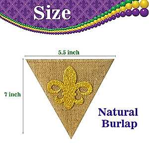 6ft Mardi Gras Burlap Banner Decorations DecorSea Glittering Fleur De Lis Totem Burlap Garland Pre-Assembled Spring Decorations Garlands for Mardi Gras Party