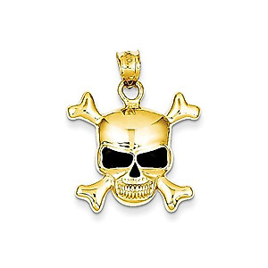 IceCarats 14K Yellow Gold Skull Necklace Charm Pendant Only