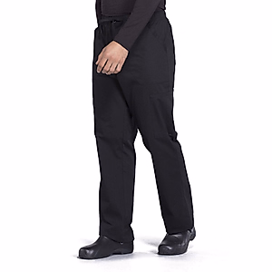 Cherokee Men Scrubs Pant Workwear Professionals Tapered Leg Fly Front Cargo WW190, M, Black