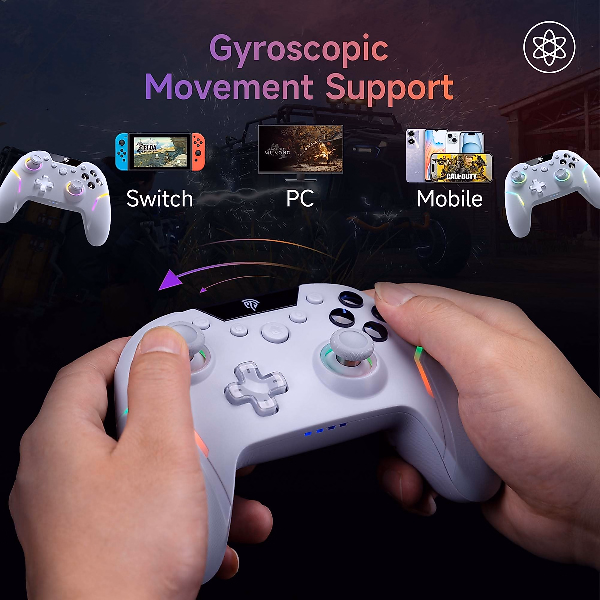 EasySMX X20 Wireless Gaming Controller with RGB Backlit, 2-Stage Hall Effect Stick, 1000Hz Polling Rate, 6-Axis Gyro on Multi-Platform, Mech Buttons- Compatible with PC/Switch/Steam/Android