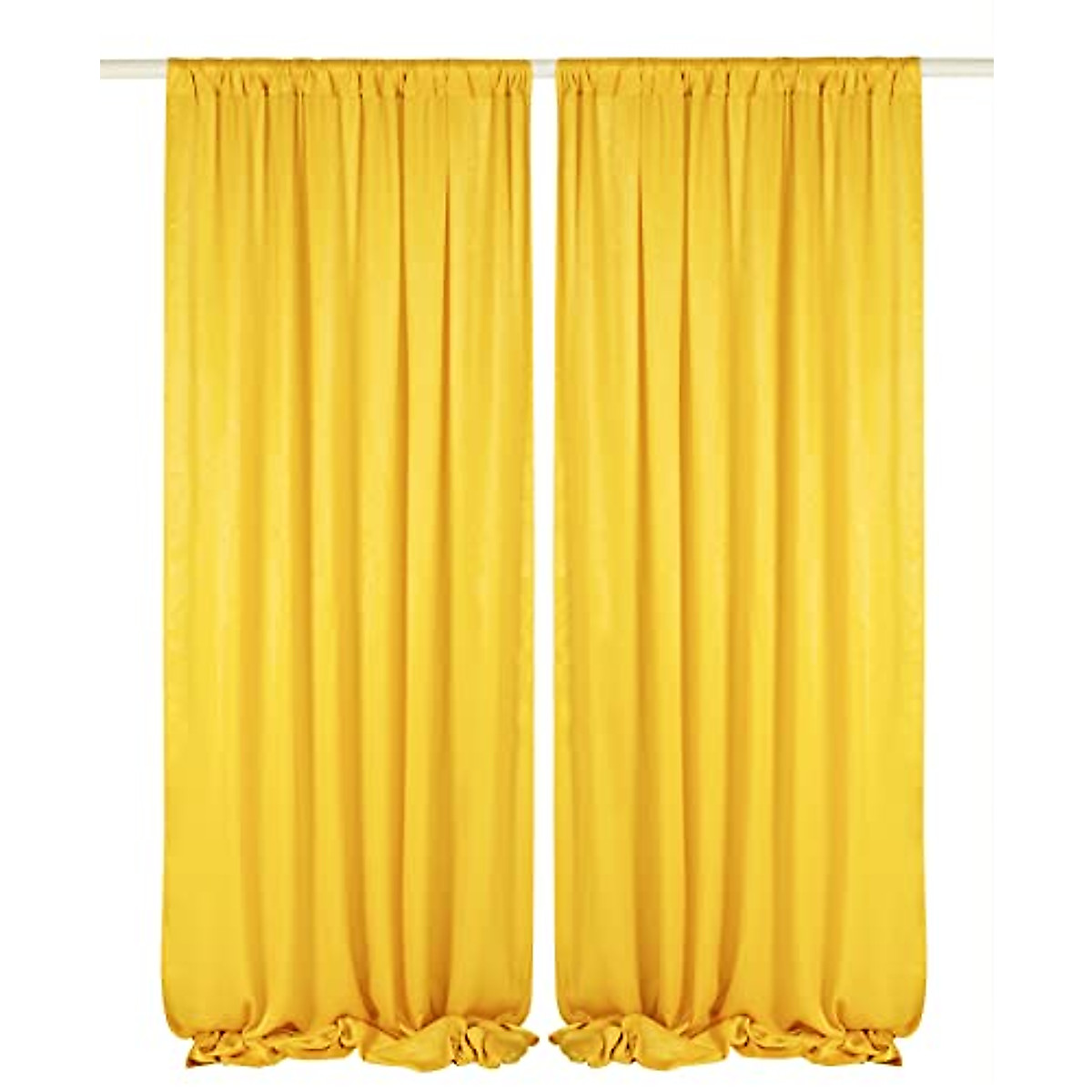 Cytdkve 2 Panels 4.8 Feet x 10 Feet Gold Velvet-Like Wedding Backdrop Curtain Drapes, Silky Soft Window Curtains Panels for Wedding Ceremony Birthday Party Decorations