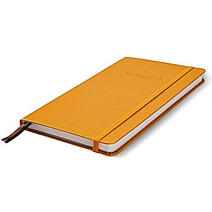 Minimalism Art, Premium Hard Cover Notebook Journal, X-Large Size, Master A4 8.3" x 11.4", 186 Numbered Pages, Gusseted Pocket, Ribbon Bookmark, Extra Thick Ink-Proof Paper 120gsm (Dotted, Amber)