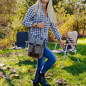 TSD Brand Valley Trail Canvas Crossbody Bag (Grey)