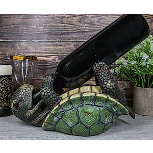 Ebros Gift Drunken Coastal Sea Turtle Tortoise Wine Bottle Holder Caddy Figurine As Home Kitchen Wine Cellar Decorative Storage Organizer Wild Aquatic Animals Turtles Terrapins Tortoises Decor