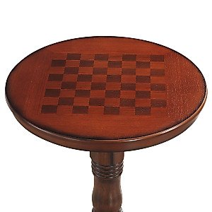 Giantex Round Dining Table, 30" D X 41.5" H, Wooden Pub Pedestal Side Table W/Chessboard, Adjustable Foot Pads, Multi-Purpose Dinner Table for Small Space, Kitchen, Dining Room, Restaurant (Walnut)