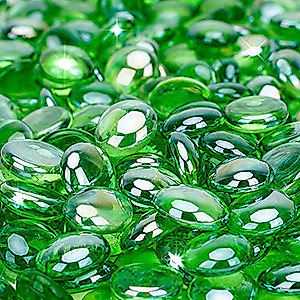 Stanbroil 10-Pound Fire Glass Beads - 1/2 inch Luster Fire Glass Drops for Fireplace Fire Pit | Gas Log Sets | Landscaping | Fish Tank, Emerald Green Luster