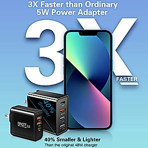 3Pack USB C Charger,30W Boxeroo 3-Ports with PD Power Adapter+2.4A Quick Charging 3.0 Wall Charger Foldable Block Plug for iPhone 12/11 /Pro Max, XS/XR/X, Pad Pro, Samsung Galaxy, More (Black)