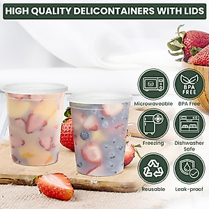 Great Credentials Plastic Soup Food Container with Lids, 32 oz, 12 Pack, Clear