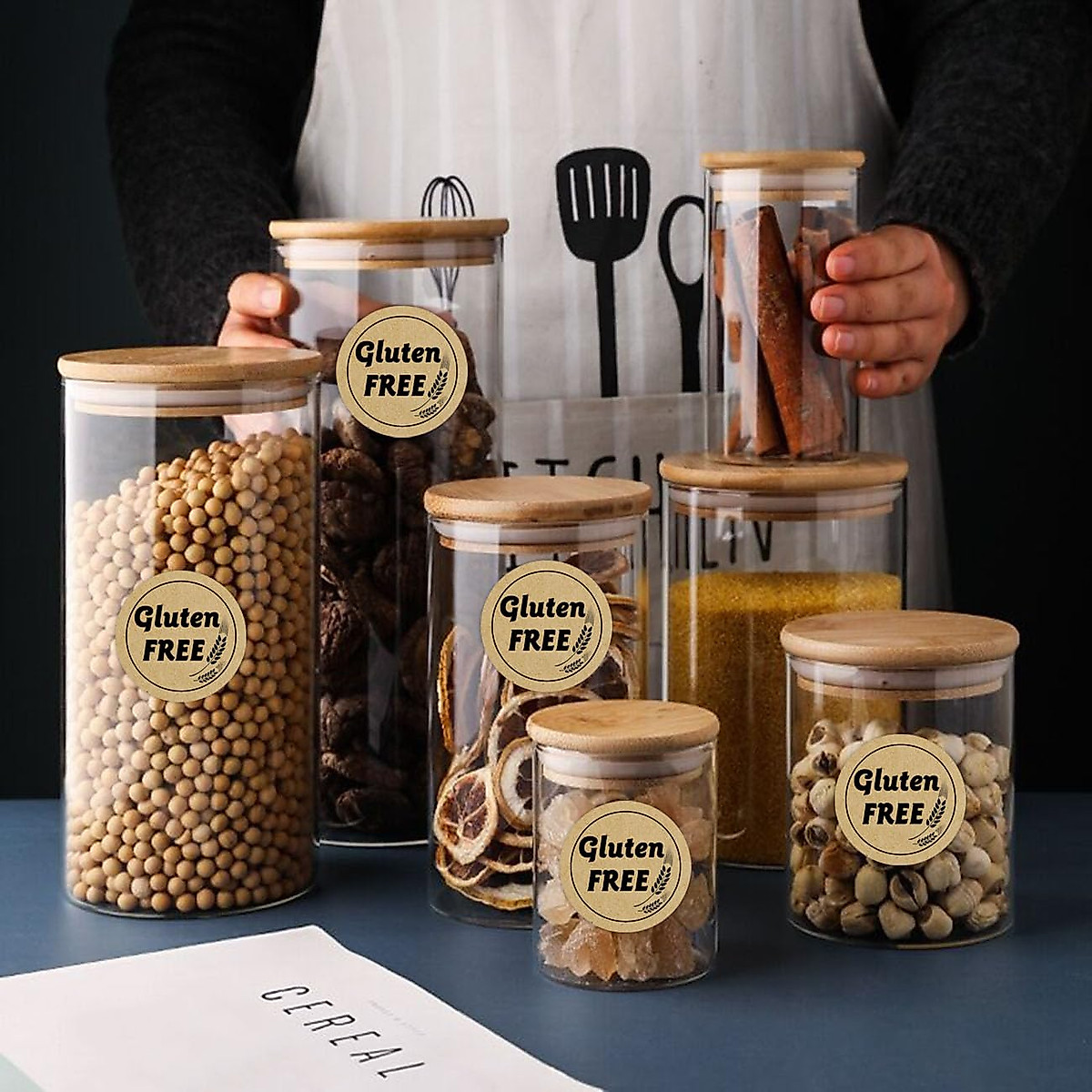 1 inch Gluten Free Brown Kraft Stickers Gluten Food Rotating Label Stickers for Gluten Free Food Retail Package 500pcs