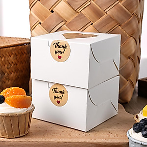 VGOODALL 20PCS Mini Bakery Boxes, 4"x 4"x 2.5" Small Treat Boxes with Window White Cookie Boxes for Cupcakes Pastry Strawberries Dessert