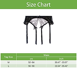 Confonze Women Lace Garter Belt Sexy Suspender Belts for Thigh High Stockings (Large, Black2)
