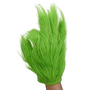 WPOYM Green Fluffy Plush Gloves. Christmas Monster Gloves. Halloween Cosplay Costume Accessories. Adult Child Christmas Cosplay Gloves(Gloves version)