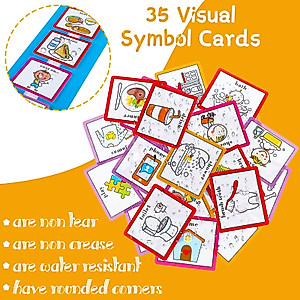 35 Pieces Visual Schedule Cards Routine Cards Home Chore Chart Routine Cards Autism Learning Materials with 35 Pieces Hook and Loop Dots for Kids, Classroom School (Yellow, Cute Style)