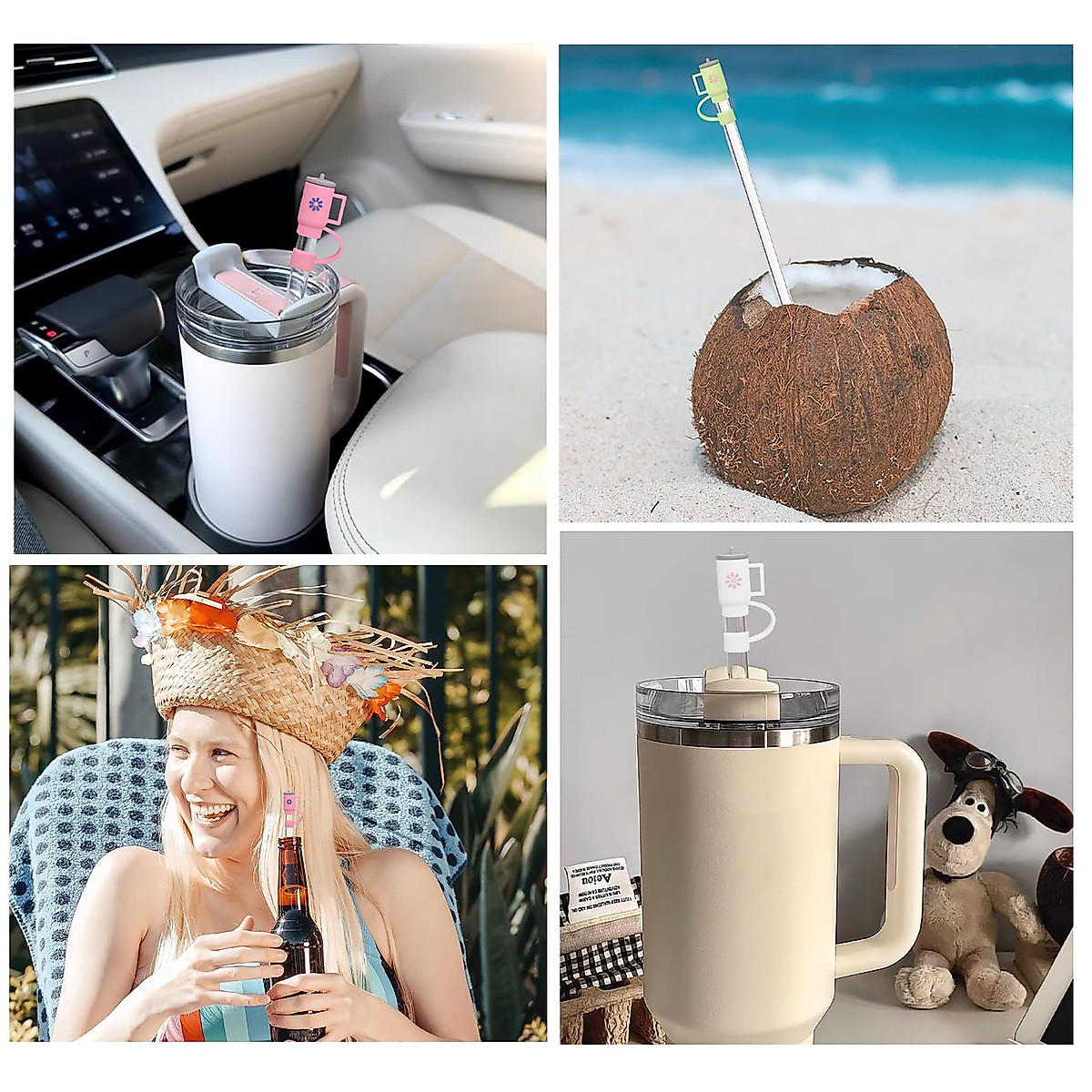 GLBEAR Straw Cover Cap for Stanley Cup, Silicone Straw Topper Compatible with Stanley 30&40 Oz Tumbler with Handle,Straw Protectors, 10mm Reusable Straw Covers (mini cup)