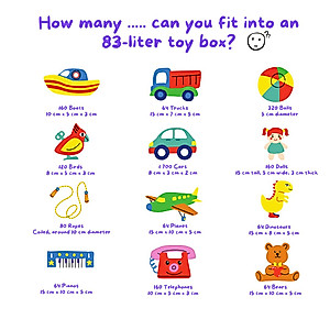 littlepea, 83 liters, Large Toy Box Chest with Lid, Collapsible Sturdy Toy Storage Organizer for Kids, Boys, Girls, Nursery, Playroom, 25"x13"x16", Grey