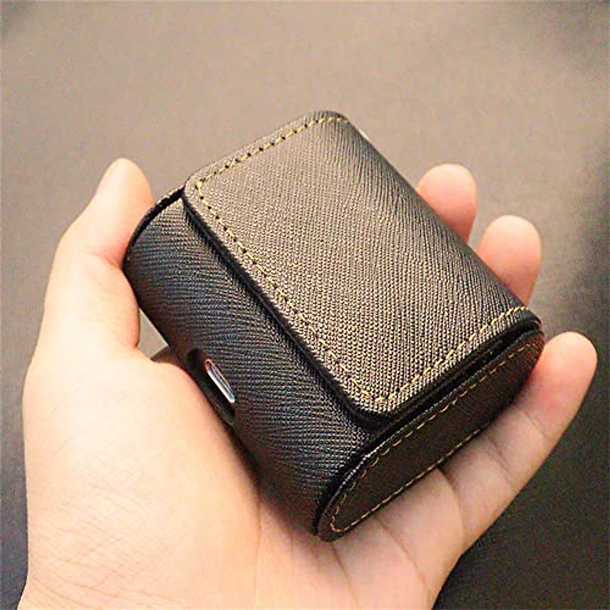 DAYJOY Elegant Leather Protective Case Cover Compatible with B&W/Bowers&Wilkins PI5 S2 /PI7 S2 Wireless Earbuds,Portable Protective Carrying Box Sleeve Storage Bag (Black)