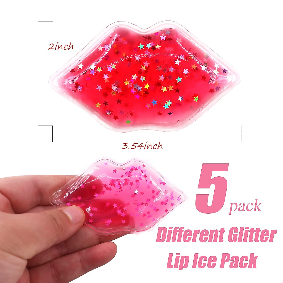 Ice Pack for Lip Filler, Lip Ice Pack Bulk Small Ice Pack for Mouth, Injections, Injuries, Bruises (5 Pack (Different Color))