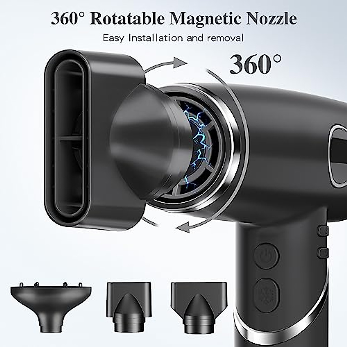 Slopehill Foldable Professional Ionic Hair Dryer, 2000W Portable Blow Dryer with Magnetic Diffuser Attachment for Curly Hair, 110,000 RPM Hair Dryer for Travel Salon, LCD Display/AUTO Clean