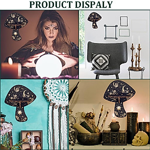 CREATCABIN Crystal Shelf Display Mushroom Wooden Wall Crystal Shelf Rustic Floating Shelves Dowsing Pendulum Holder Stand Witchy Stuff Storage Display for Hanging Rock Gemstone Spiritual 6.96x5.91Inch