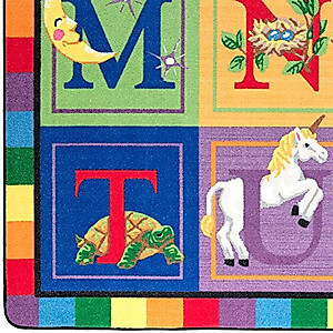 Flagship Carpets ABC Letter Blocks Area Rug for Children's Classroom Floor Mat, Play Room Carpet and General Educational Activities, 7'6" x 12', Multi-Color