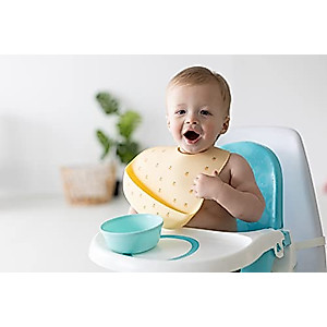 Pearhead Silicone Bib Set of 2, You're a Peach Dishwasher Safe Bibs with Food Catcher, Earth Tone Baby Bib Set, Baby Feeding Accessory for New Parents and Expecting Parents, 2 Baby Bibs