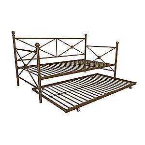 DHP Lina Metal Daybed with Trundle, Twin Size Sofa Bed Frame, Gold