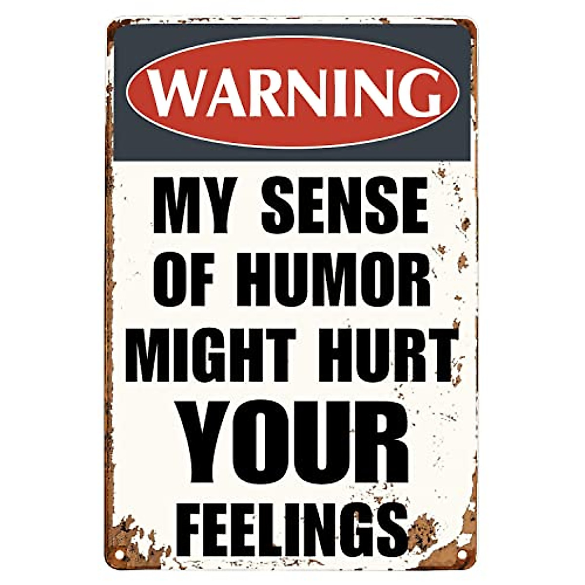 Funny Sarcastic Metal Signs Warning My Sense of Humor Might Hurt Your Feelings For Garage Man Cave Bar Home Bedroom Sign Wall Decor Tin Signs 8"x12"