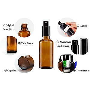 Yizhao Blue Glass Spray Bottles 2oz, with Small Fine Mist Spray, Metal Cap, Refillable for Essential Oil,Travel,Cleaning,Perfume,Aromatherapy,Makeup – 12 Pcs