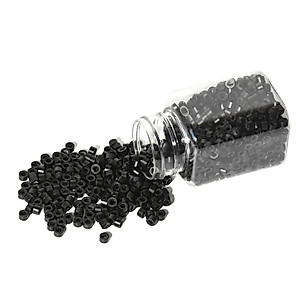 1000 Pcs 5.0 mm Silicone Lined Micro Links Rings Hair Extensions Beads Silicone Lined Beads for Human Hair Extensions and Feather Extensions (Black)