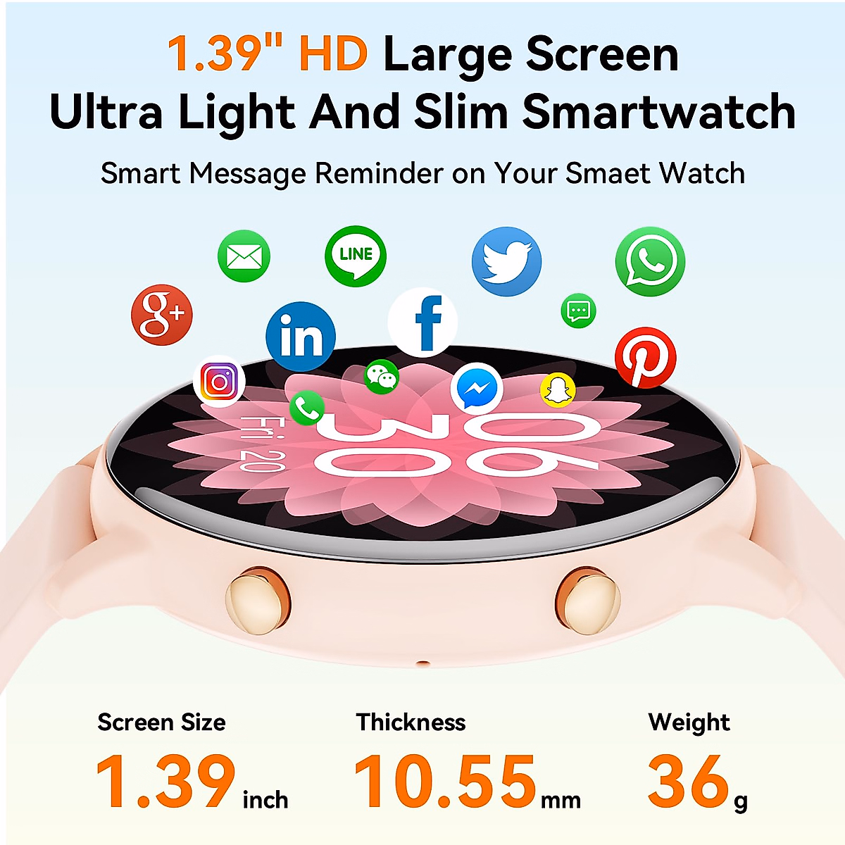 Smart Watch, Bluetooth Call Smartwatch for Men and Women,Monitoring Heart Rate/Sleep/Blood Oxygen/Pedometer,1.39-inch Fitness Tracker with Multiple Sports Modes,Smartwatches fit for IOS and Android