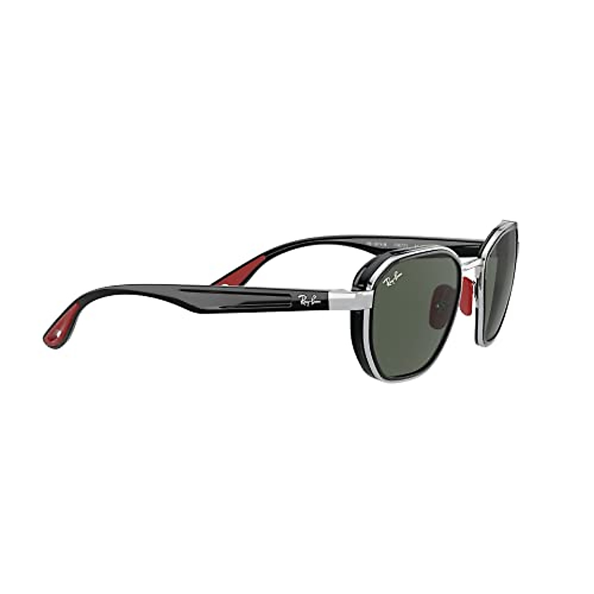 Ray-Ban RB3674M Scuderia Ferrari Collection Round Sunglasses, Silver/Dark Green, 51 mm