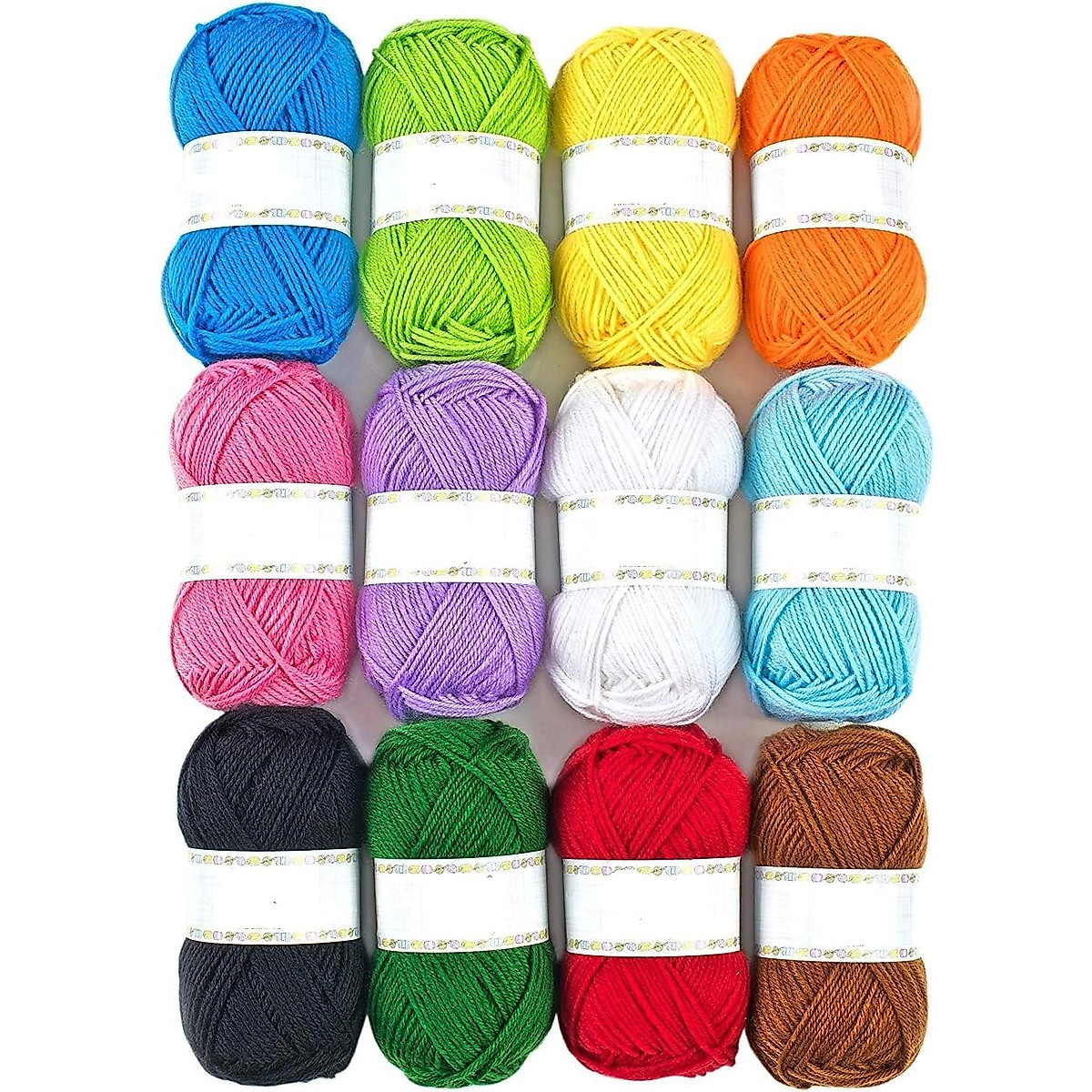12X 50g Double Knitting Yarn 100% Acrylic Knitting Yarn Colourful DK Yarn,Perfect for Any Crochet and Knitting Mini Project,Yarn Knitting Wool Crochet Yarn, Ideal for Beginners, Kids Crafts