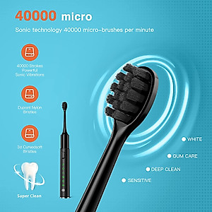 KHS Sonic Electric Toothbrush for Adults, Sonic Toothbrush with 5 Modes Tooth Brush Electric Set with 4 Brush Heads, Rechargeable Electric Toothbrush with 2 Min Smart Timer