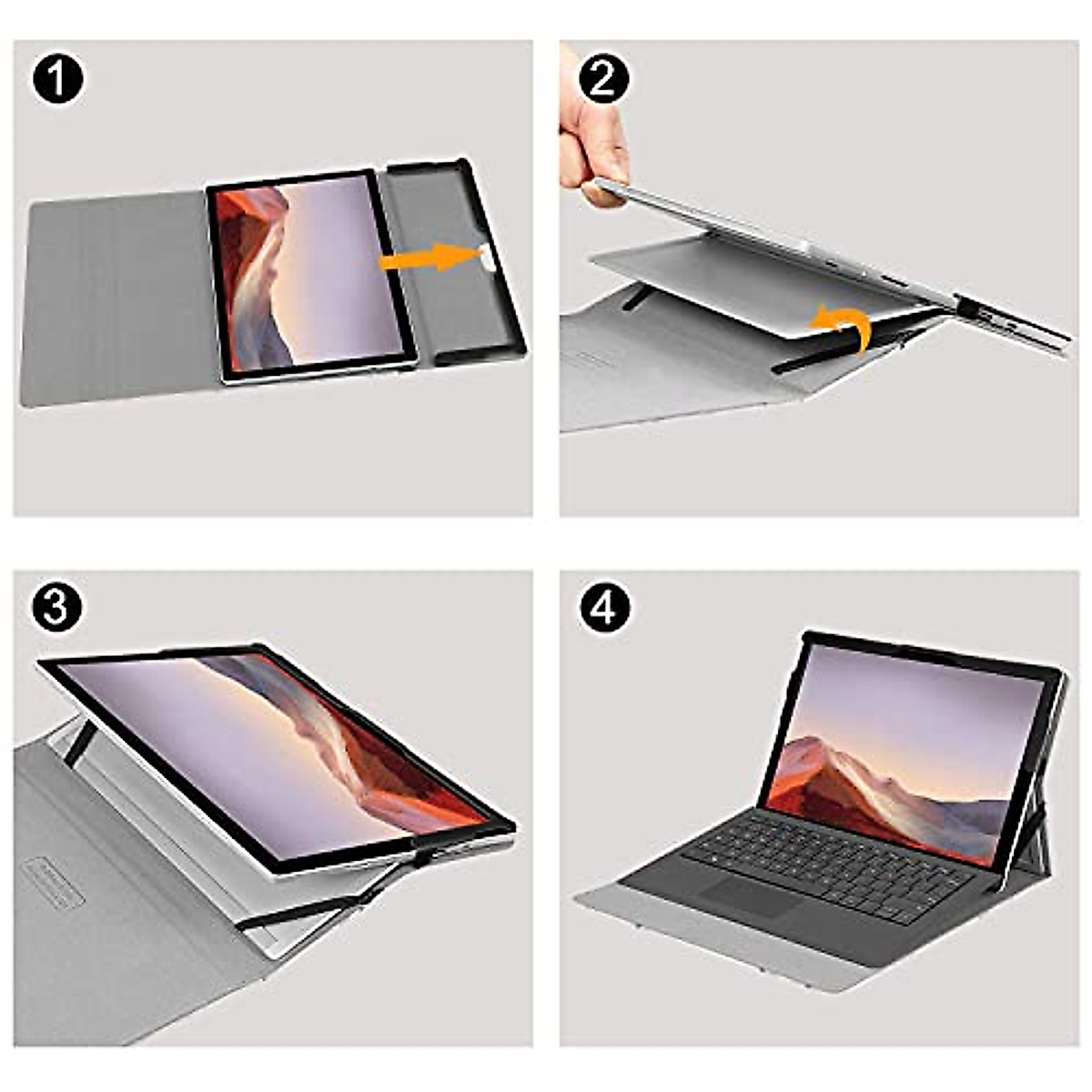 Fintie Case for 12.3 Inch Microsoft Surface Pro 7 Plus, Surface Pro 7/6/5/4/3 - Portfolio Business Cover with Pocket, Compatible with Type Cover Keyboard, Marble Pink