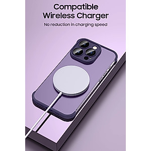 LEKEVO Frameless Fit for iPhone 14 Pro Case with Camera Lens Protector, Slim Soft TPU Shockproof Phone Cover, Minimalist Yet Protective Bumper Shell (Purple)