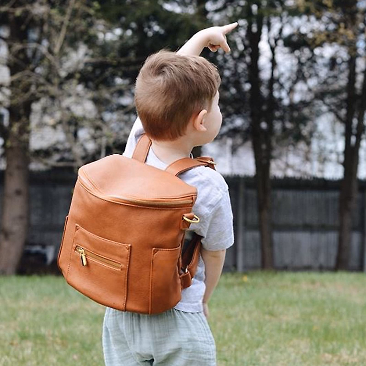 Diaper Bag Backpack Leather Diaper Bag with Hand Sanitizer Holder & Mini Diaper Bag