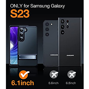 TORRAS MarsClimber for Samsung Galaxy S23 Case 6.1'' [3 Stand Modes] [8FT Military-Grade Drop Protection] Translucent Protective Slim Phone Case for Samsung S23 Case 5G, Black